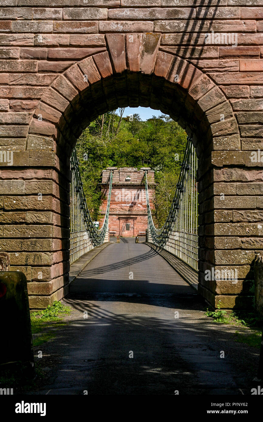 The Union Suspension Bridge over the River Tweed linking the English ...