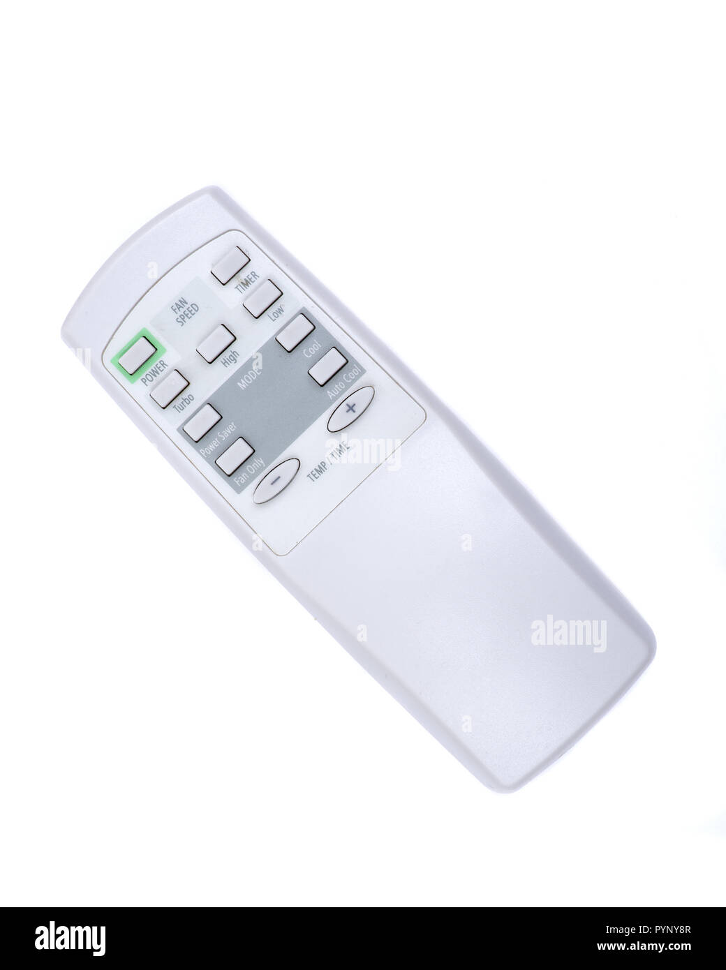 Remote control for window mounted air conditioner isolated on white ...