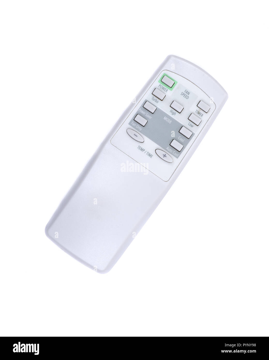 Remote control for window mounted air conditioner isolated on white ...