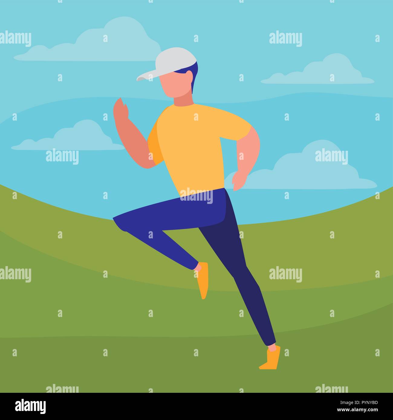young man running character vector illustration design Stock Vector ...