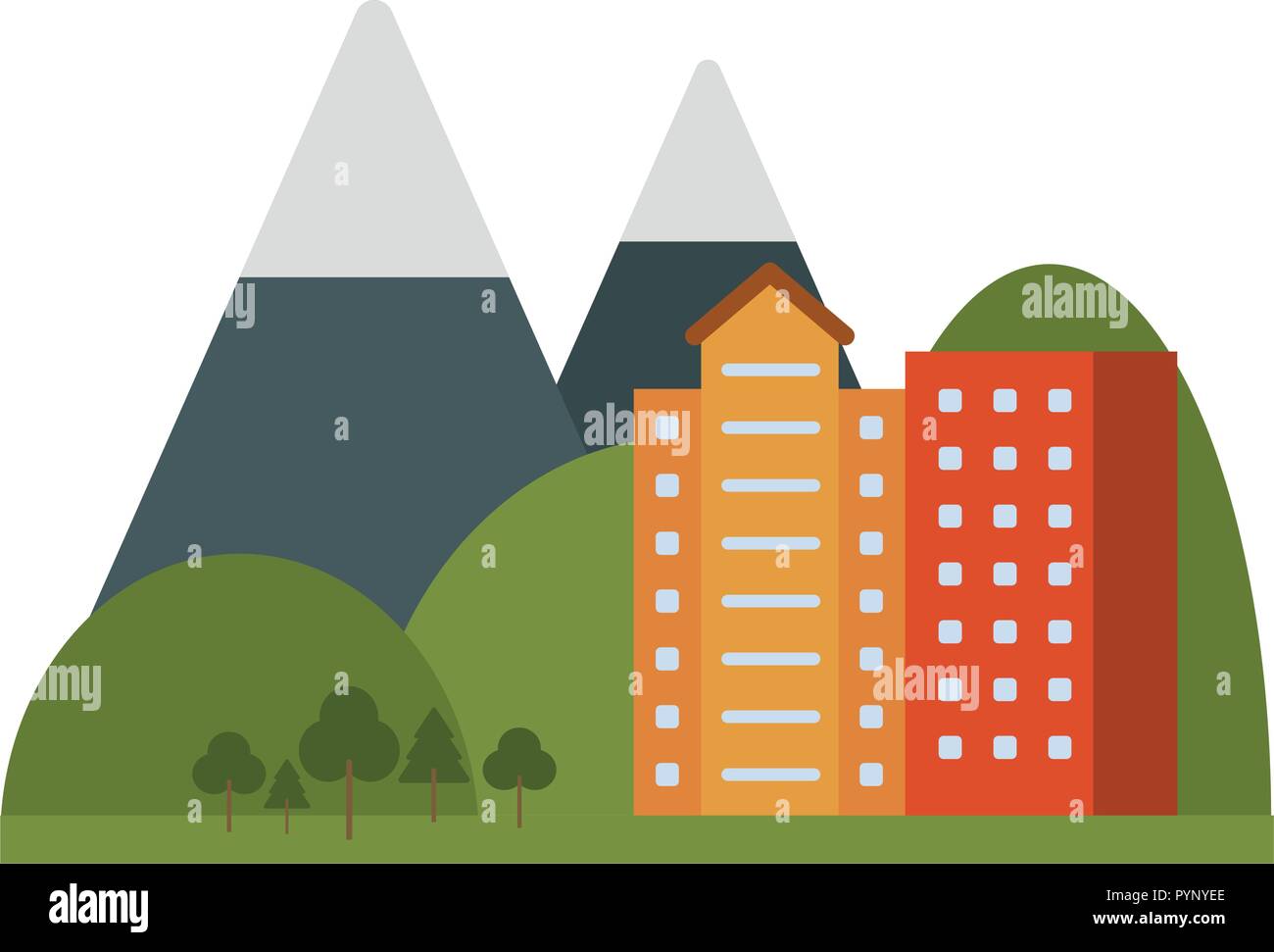 City buildings over landscape vector illustration graphic design Stock ...