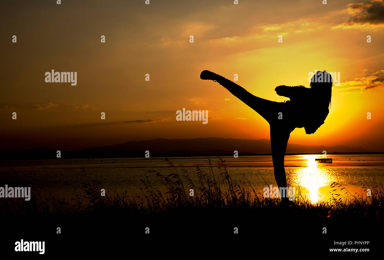 Karate woman kick hi-res stock photography and images - Alamy