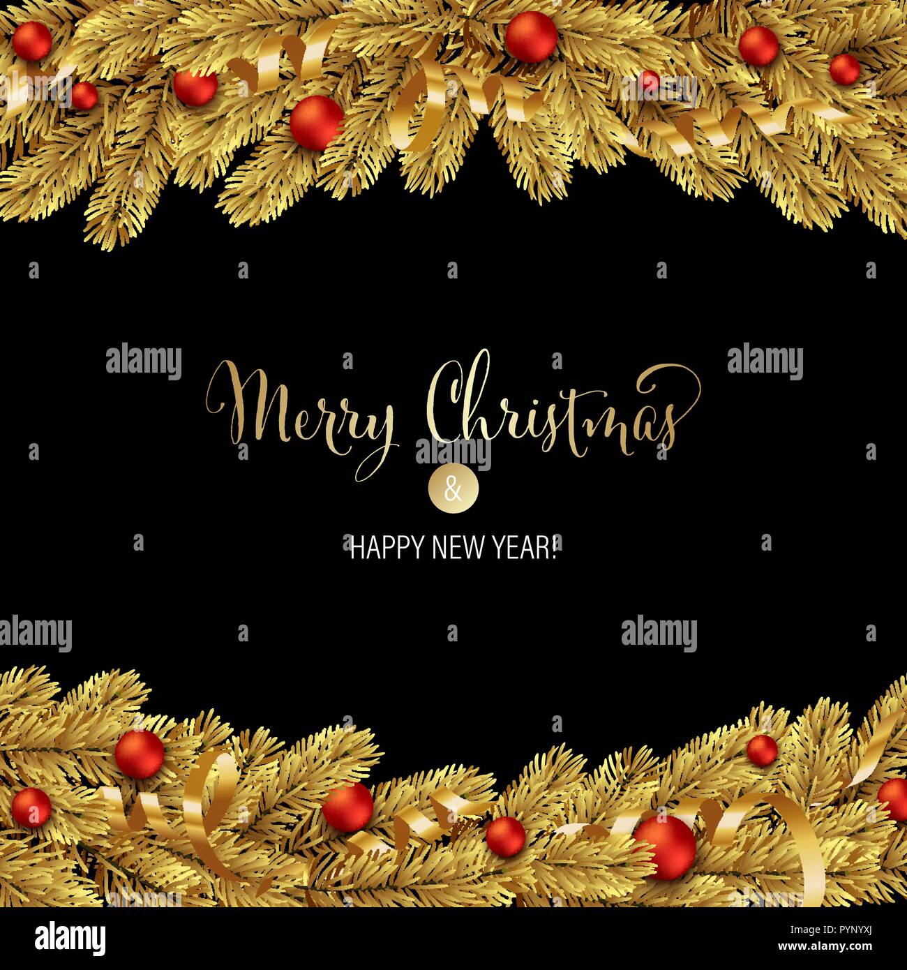 Red christmas baubles pine Stock Vector Images - Alamy