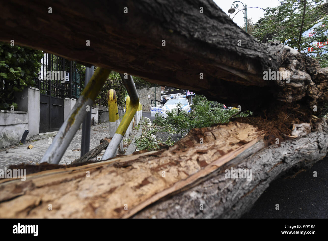 Italy. 29th October, 2018. Naples, bad weather hits the Neapolitan city ...
