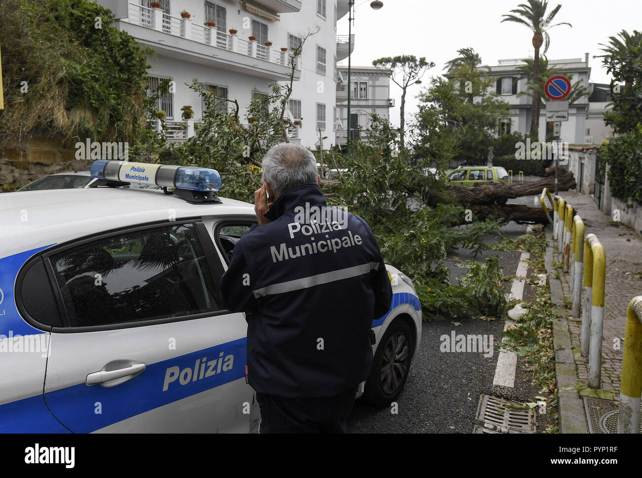 Italy. 29th October, 2018. Naples, bad weather hits the Neapolitan city ...