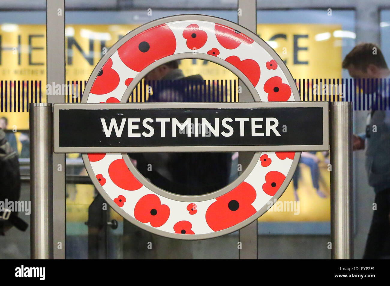 Westminster Underground Station, London, UK 29 Oct 2018 - Commuters ...