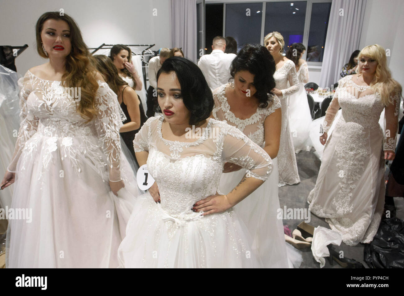 Kiev, Ukraine. 29th Oct, 2018. Contestants prepare backstage during the ...