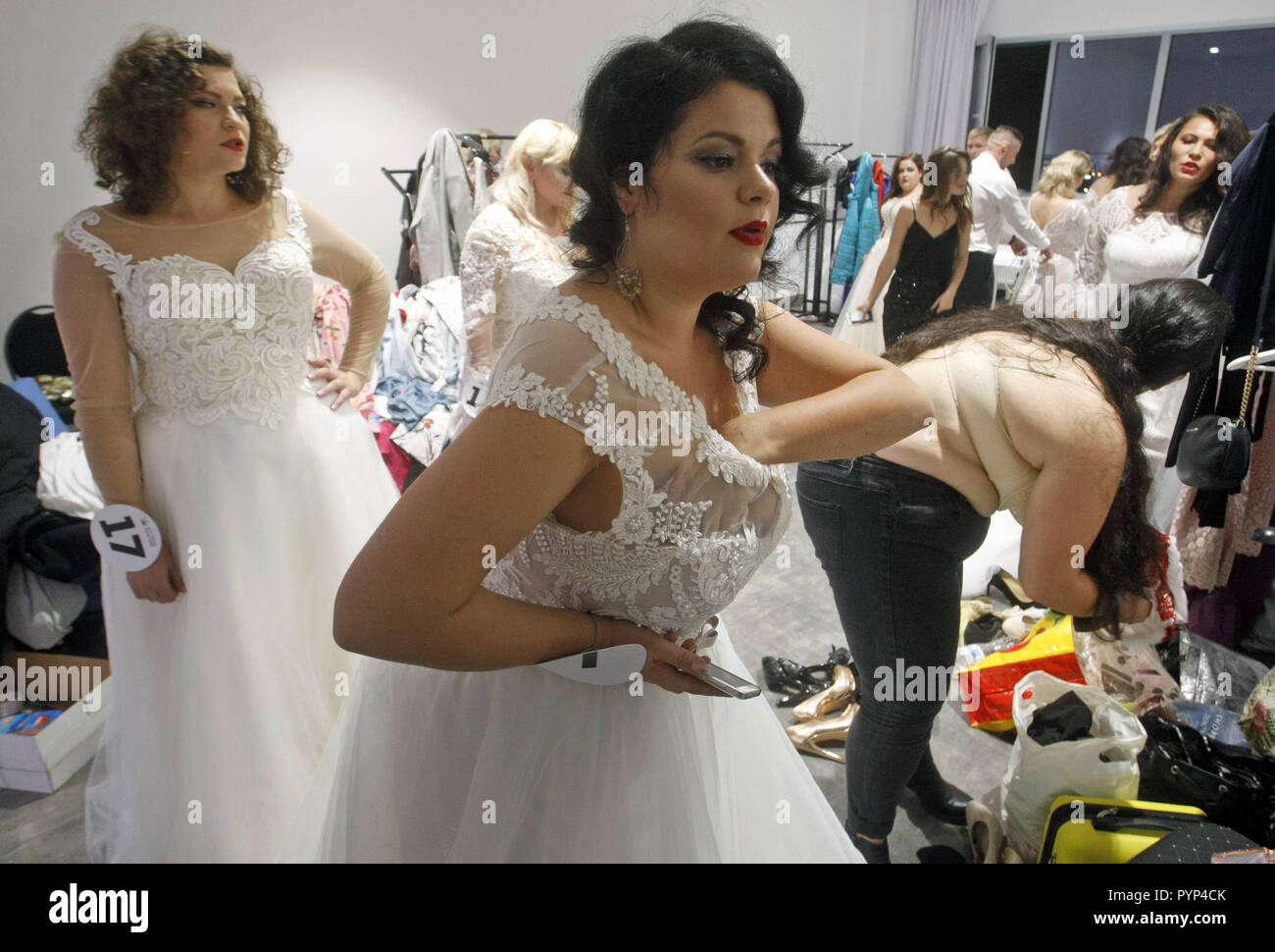 Kiev, Ukraine. 29th Oct, 2018. Contestants prepare backstage during the ...