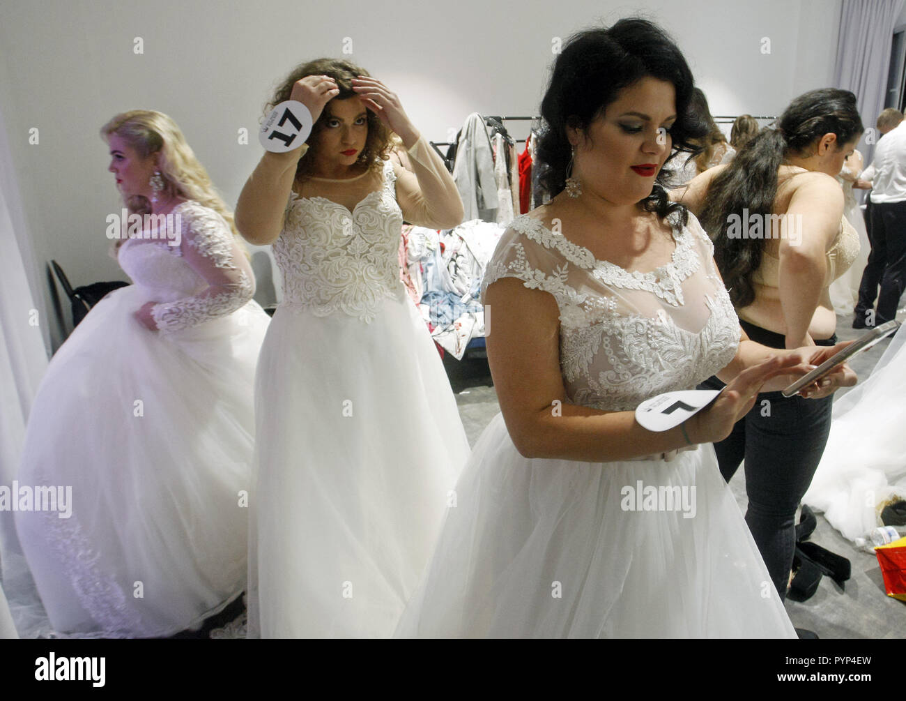 Kiev, Ukraine. 29th Oct, 2018. Contestants prepare backstage during the ...