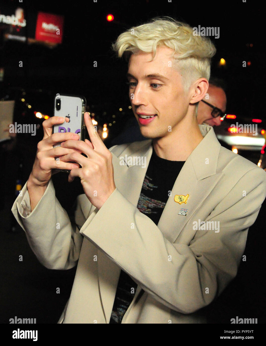 LOS ANGELES, CA - OCTOBER 29: Singer/actor Troye Sivan attends the ...