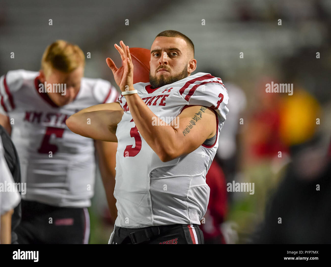 San Marcos, TX, USA. 27th Oct, 2018. New Mexico State quarterback, Matt ...