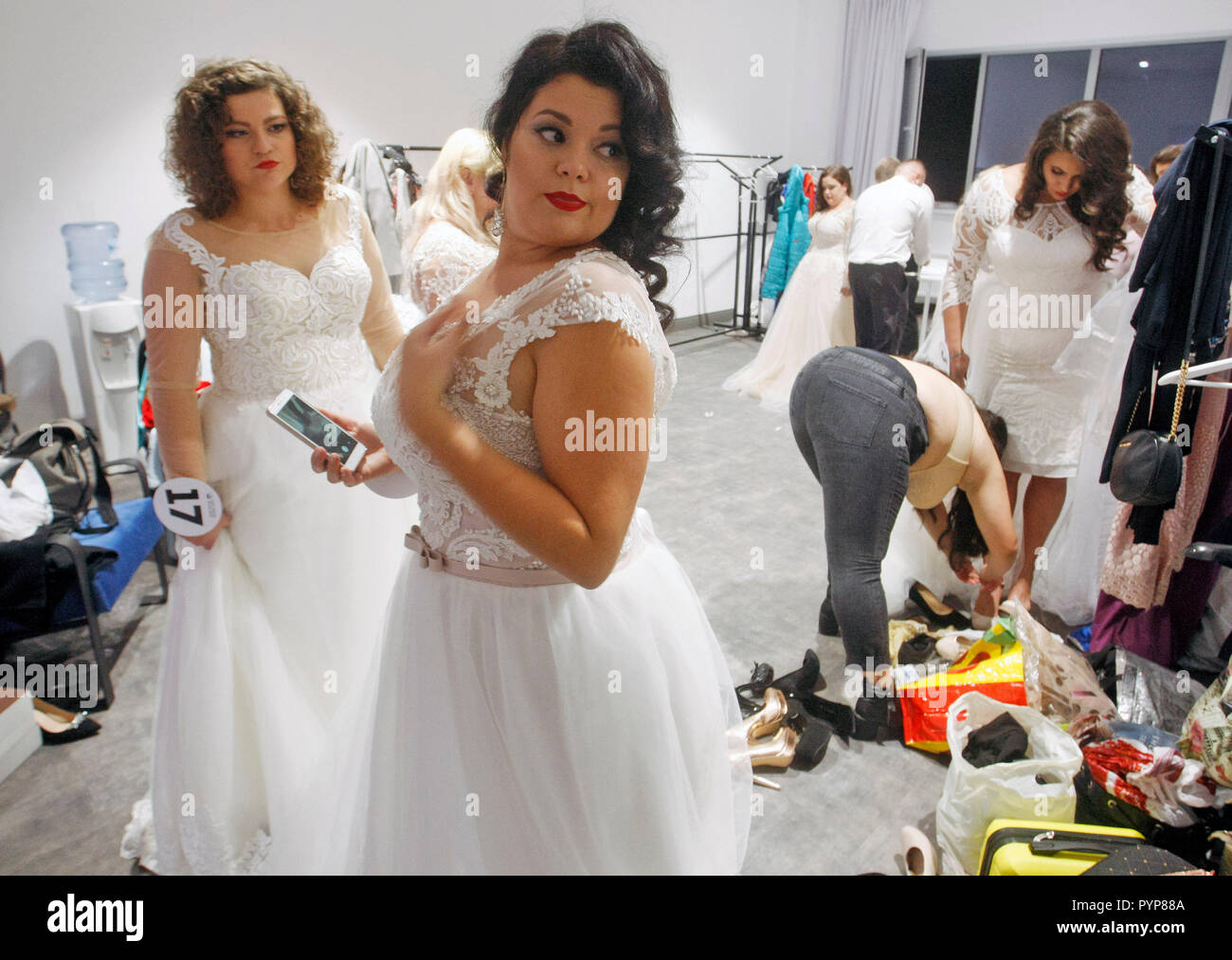 Contestants seen preparing backstage during the "Miss Ukraine Plus Size ...