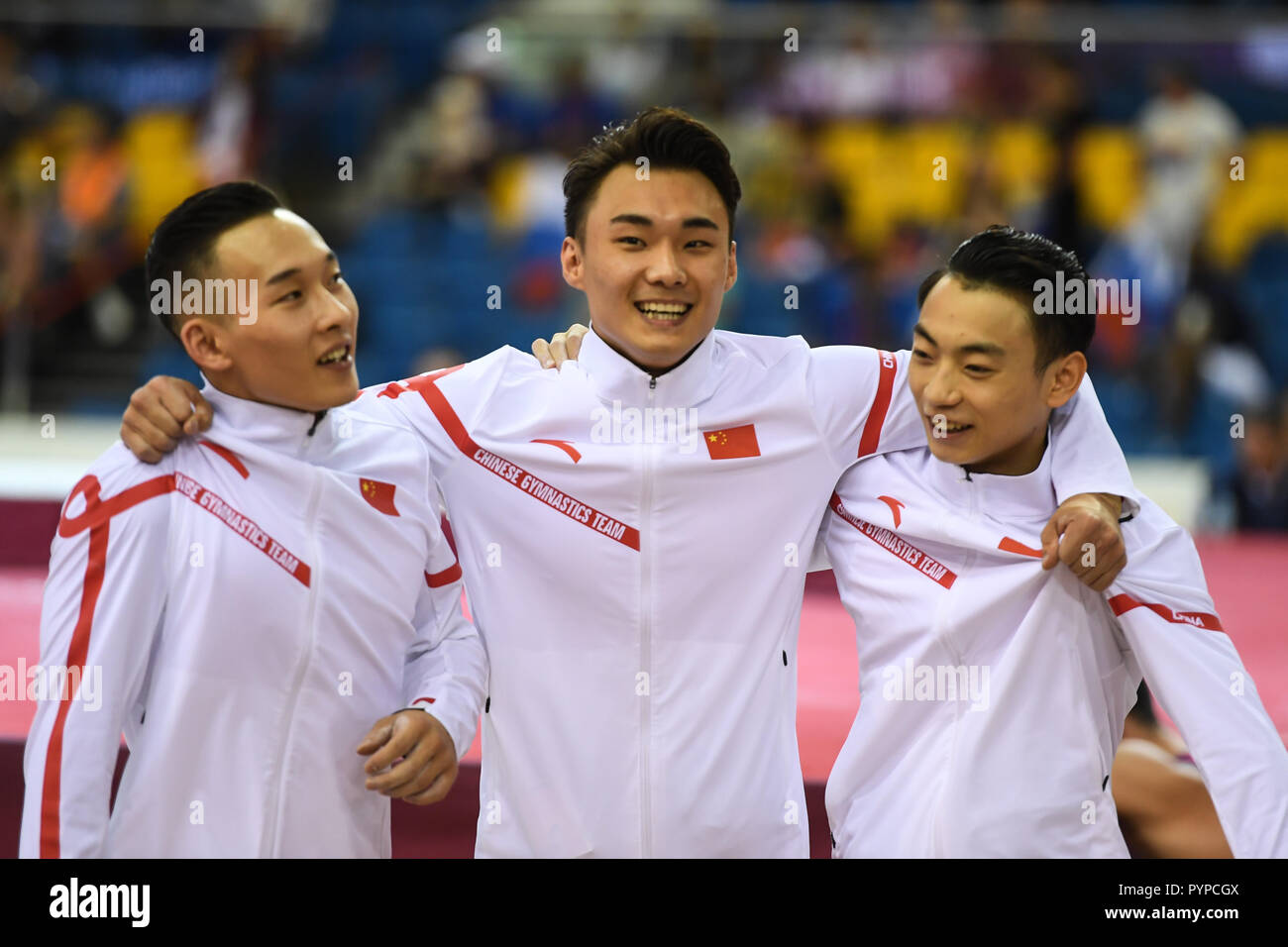 Doha, Qatar. 29th Oct, 2018. XIAO RUOTENG, SUN WEI, and ZOU JINGUAN ...