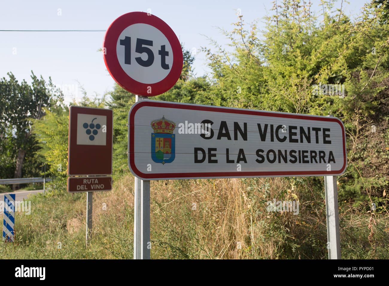 Sign showing town name and rioja route Stock Photo - Alamy