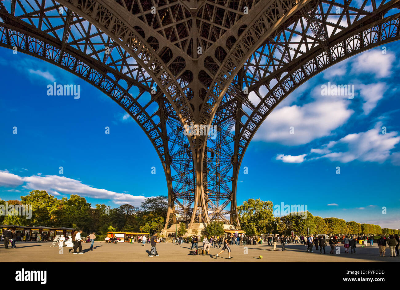 France,Paris,people in the Eiffel tower basement Stock Photo - Alamy