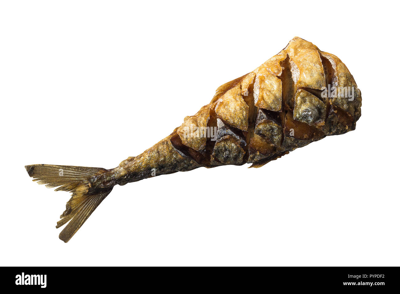 Fried saba or mackerel fish on white background Stock Photo - Alamy