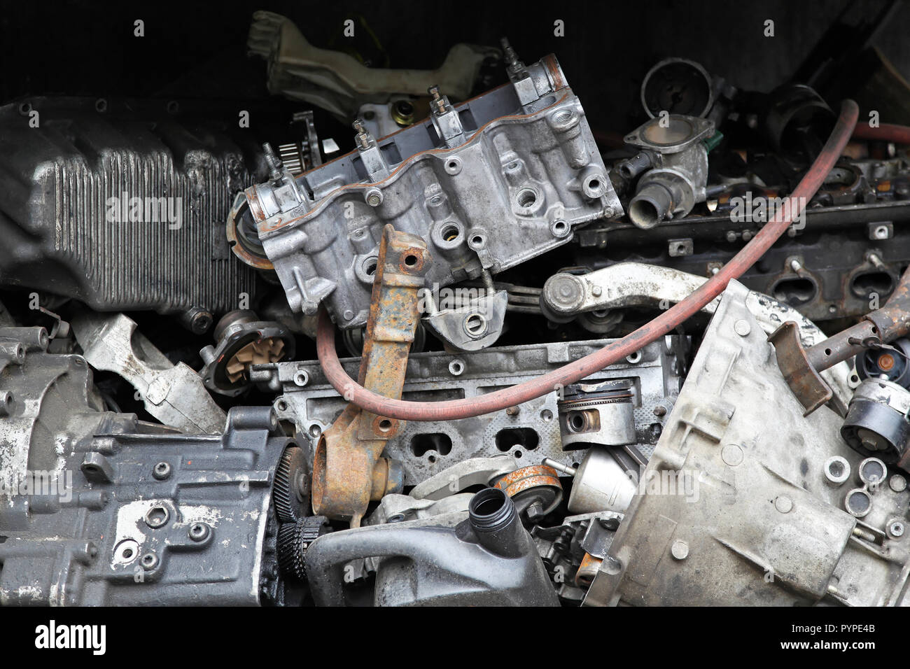 Pile of scrap metal engines and car parts hi-res stock photography and ...