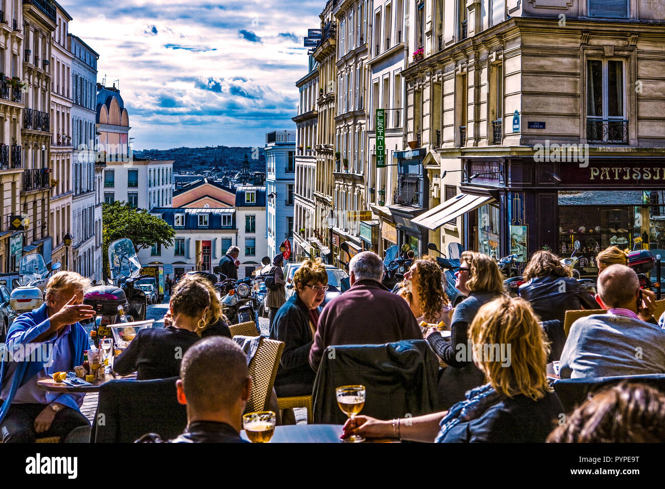 France,Paris,Montmartre,a coffee bar in Emile Goudeau square Stock ...