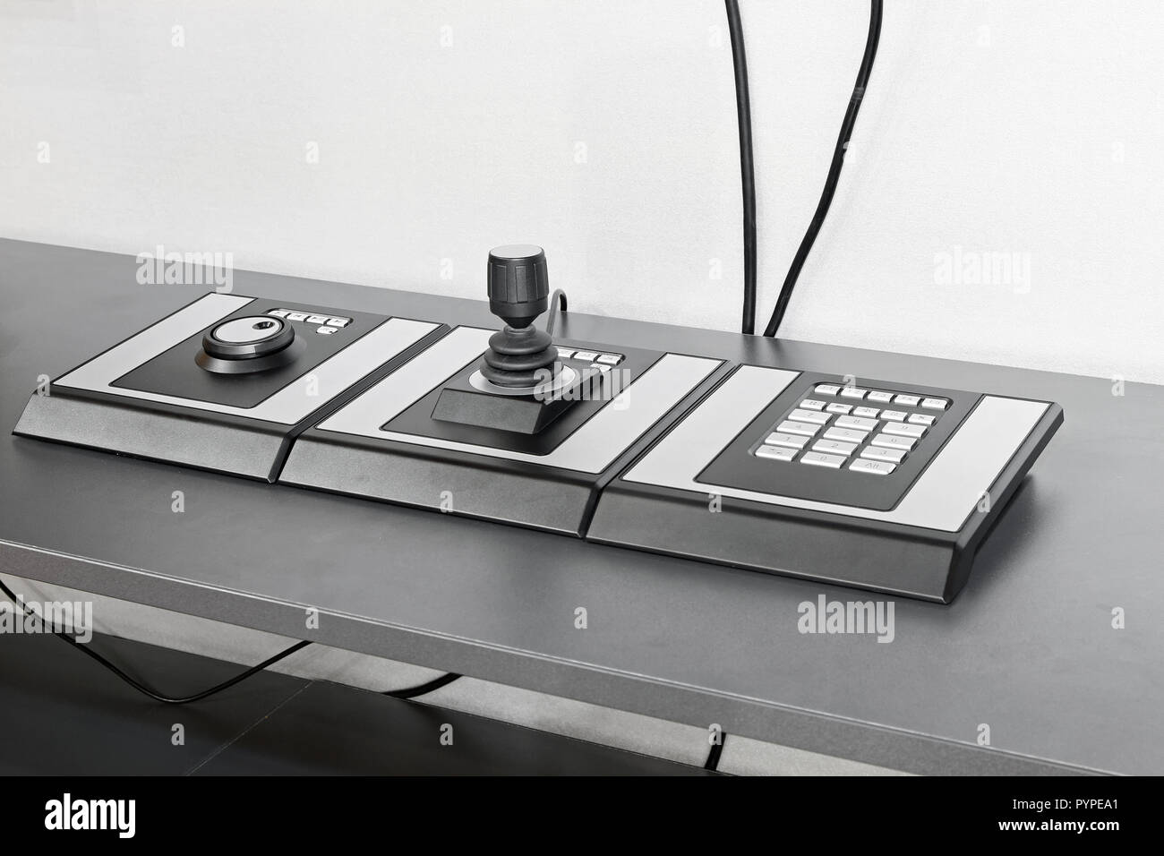 Security Centre Joystick Control Desk Stock Photo - Alamy