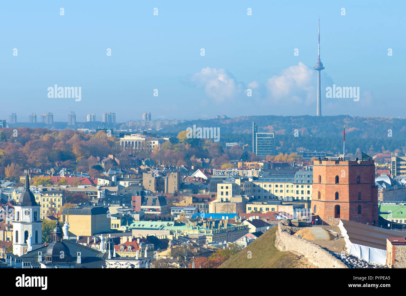 Beautiful panorama of Vilnius, Lithuania, with Gediminas castle, TV ...