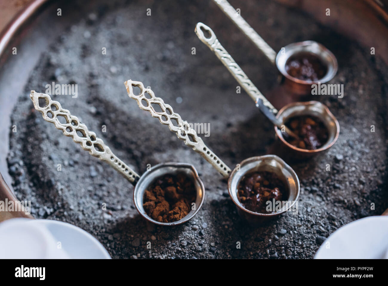 traditional coffee in the Turks, close view Stock Photo - Alamy