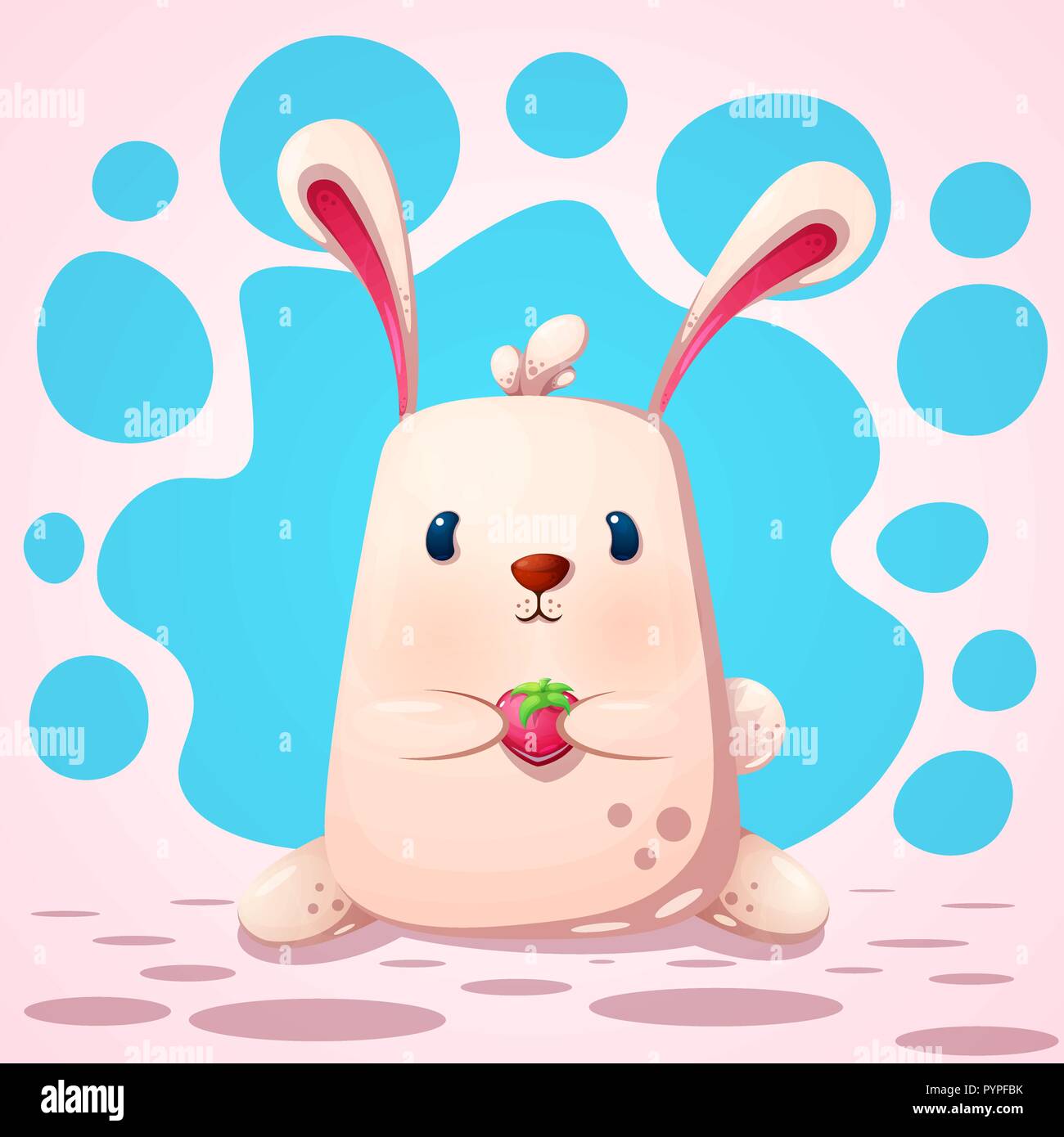 Cute, funny rabbit with strawberry Stock Vector Image & Art - Alamy