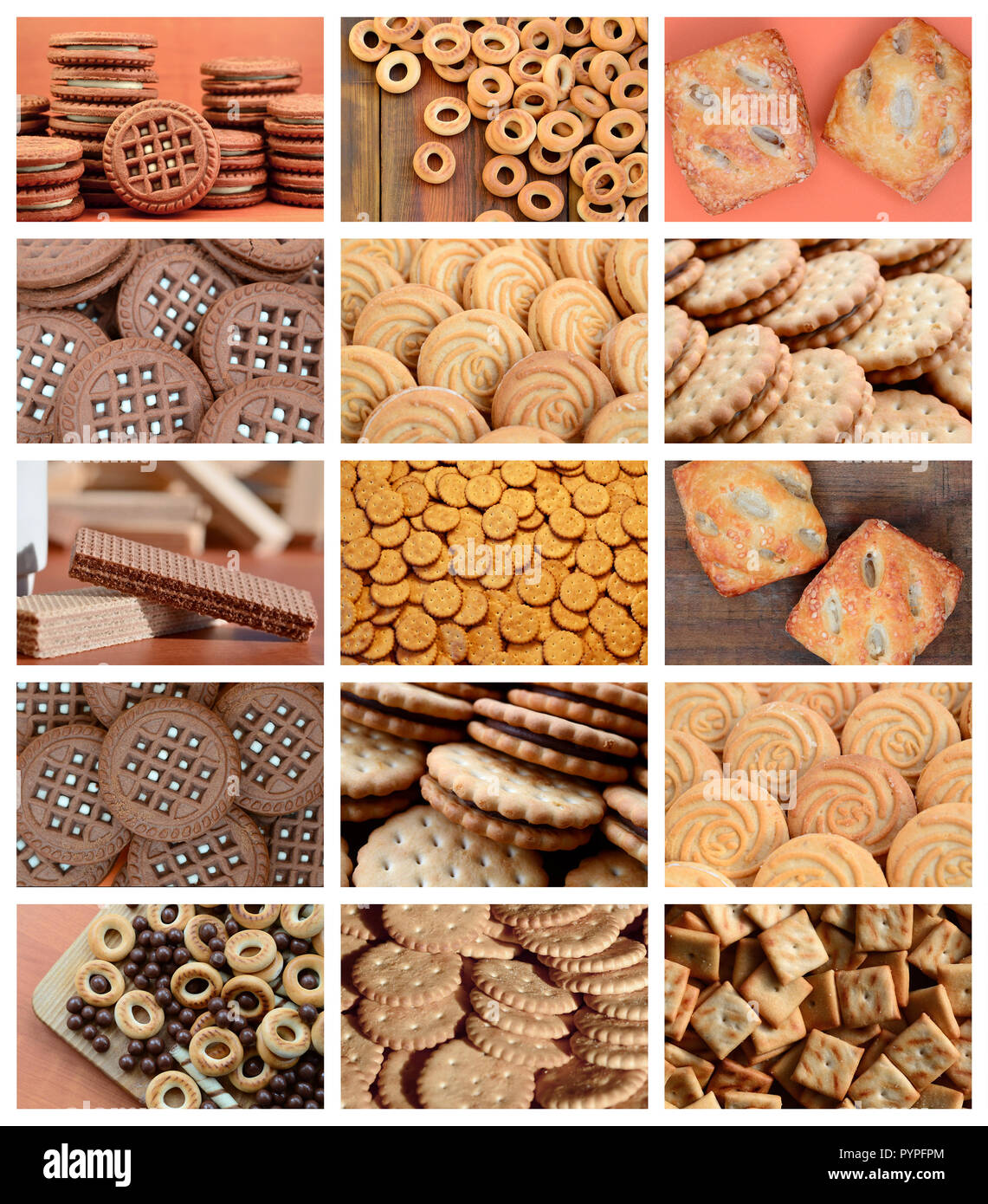 A collage of many pictures with various sweets close-up. A set of ...