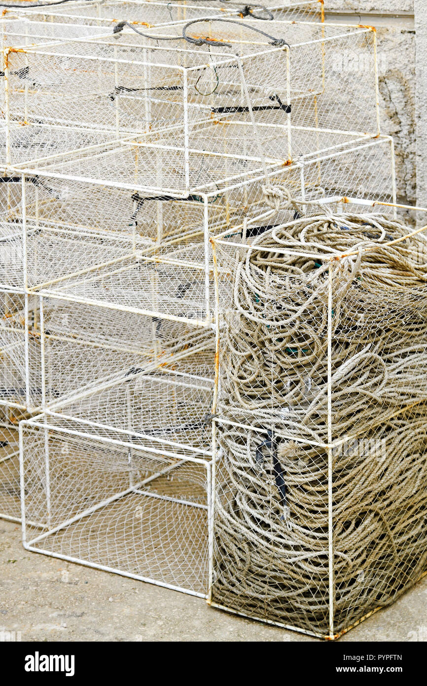 Bunch of deep fishing traps and nets Stock Photo - Alamy