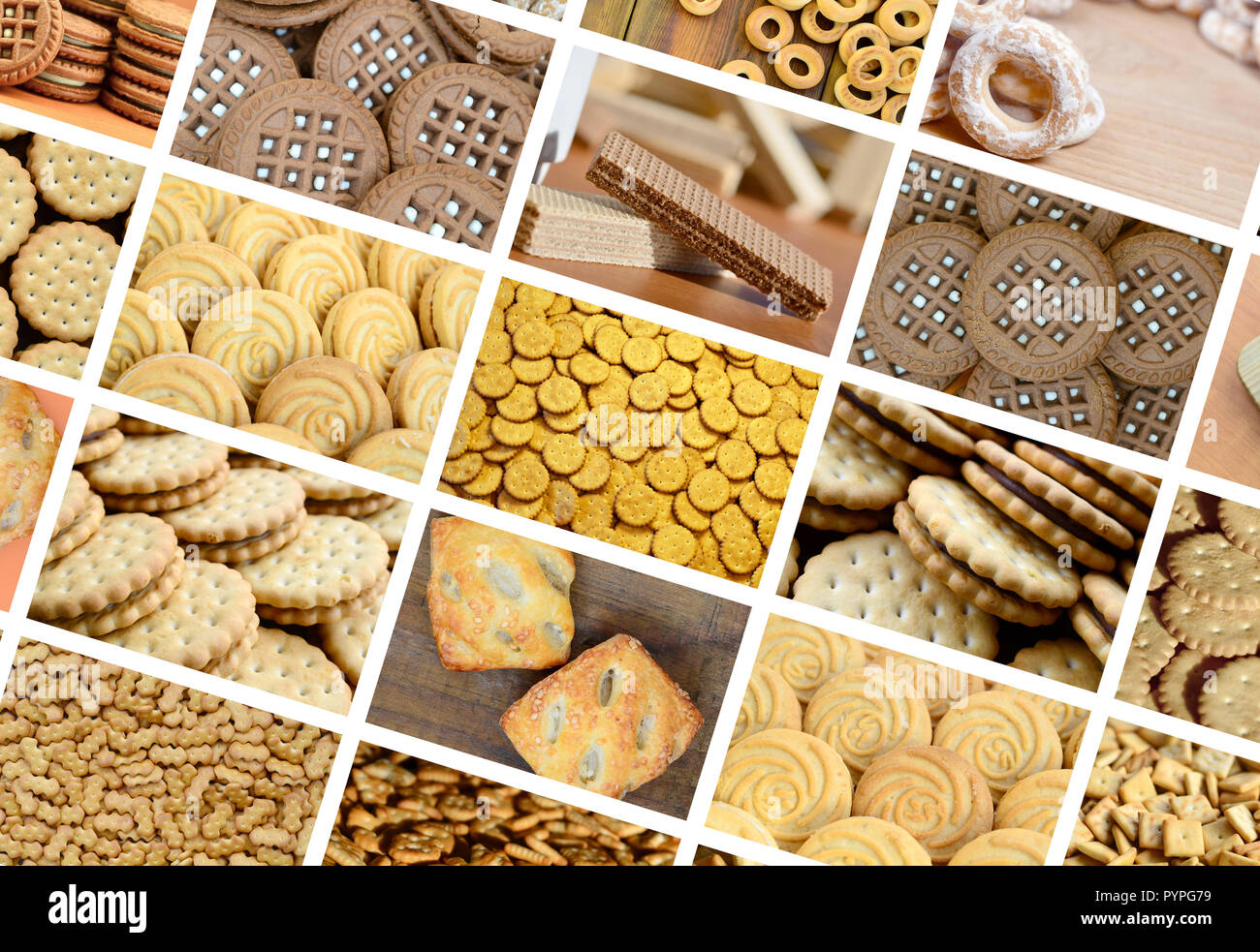 A collage of many pictures with various sweets close-up. A set of ...