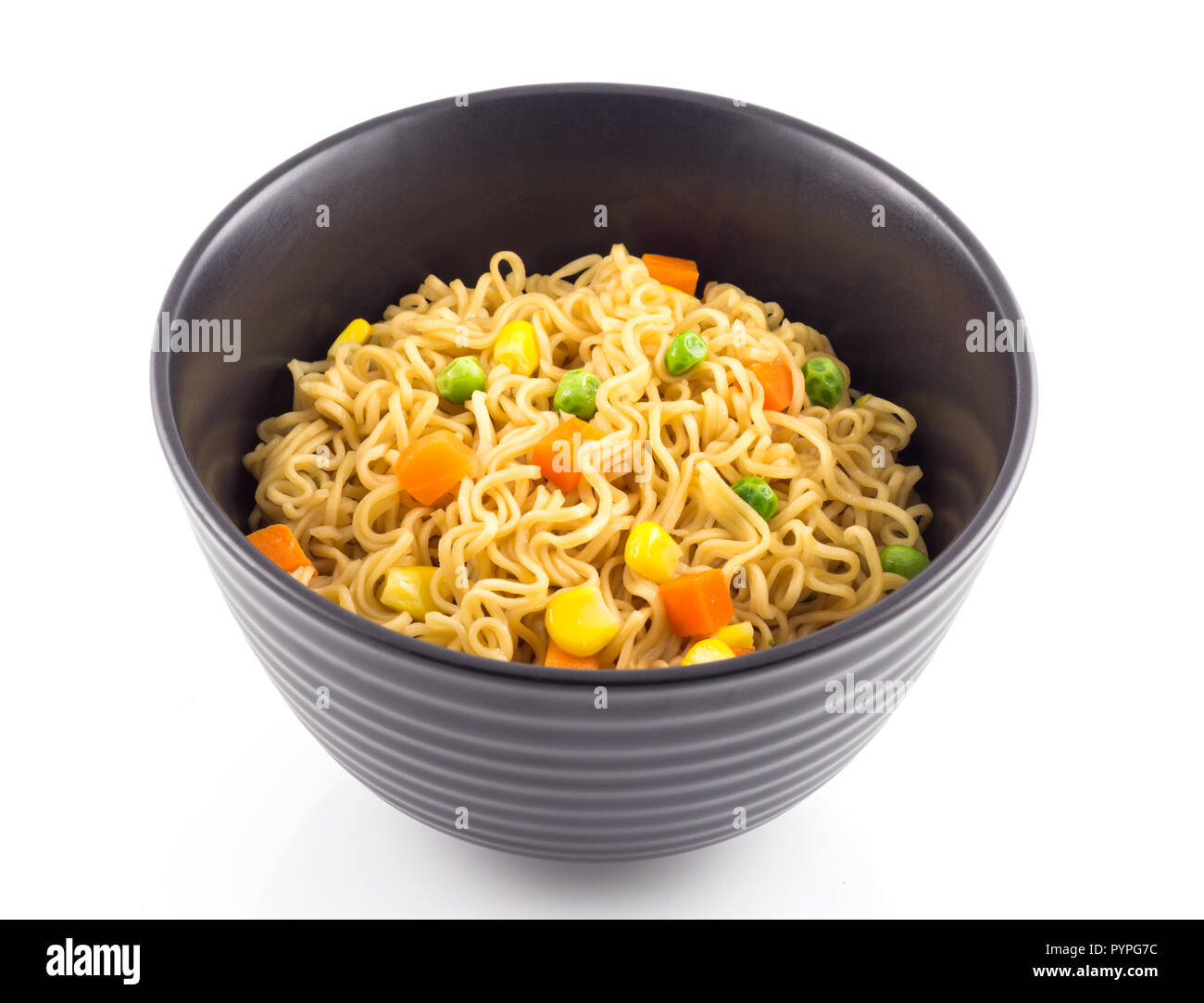Bowl of noodle and vegetable on white background Stock Photo - Alamy