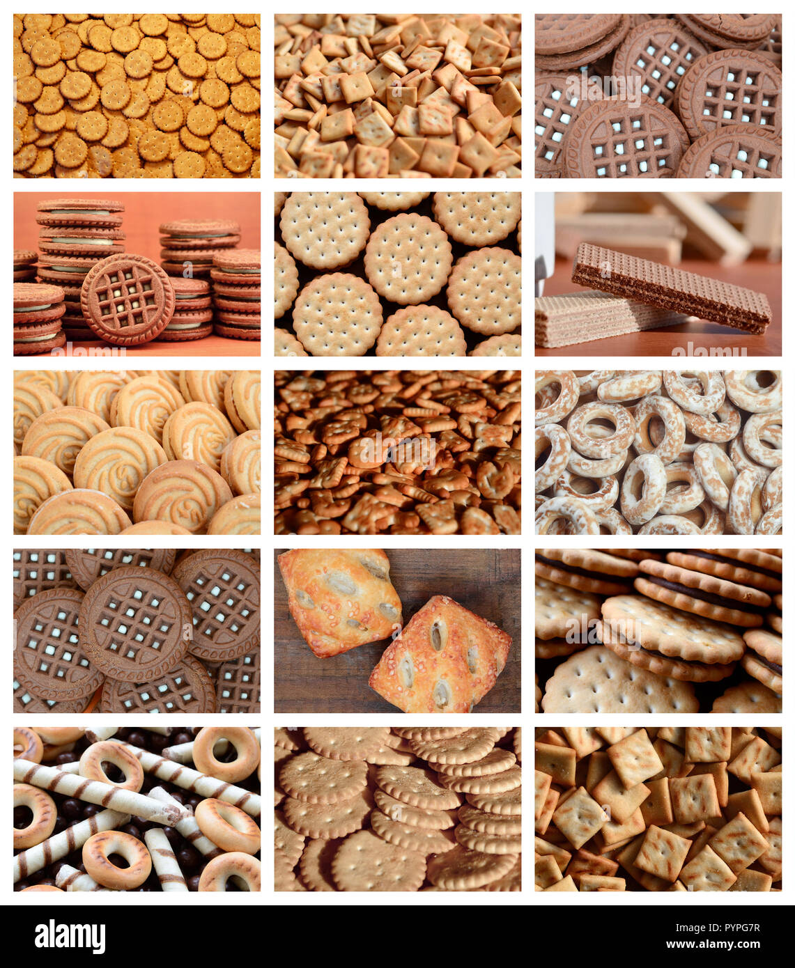 A collage of many pictures with various sweets close-up. A set of ...