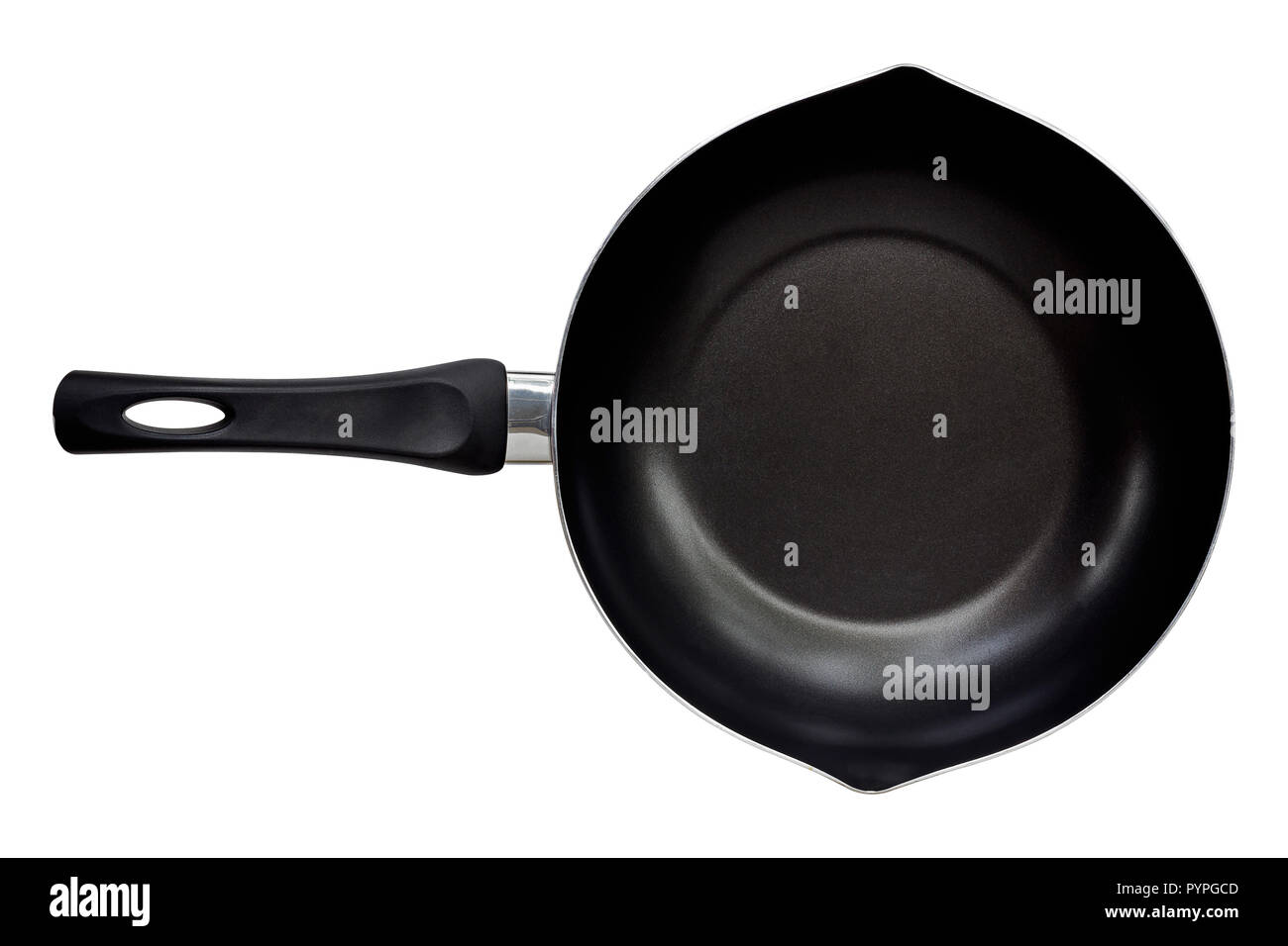 Isolate black cooking pan on white background, top view Stock Photo - Alamy