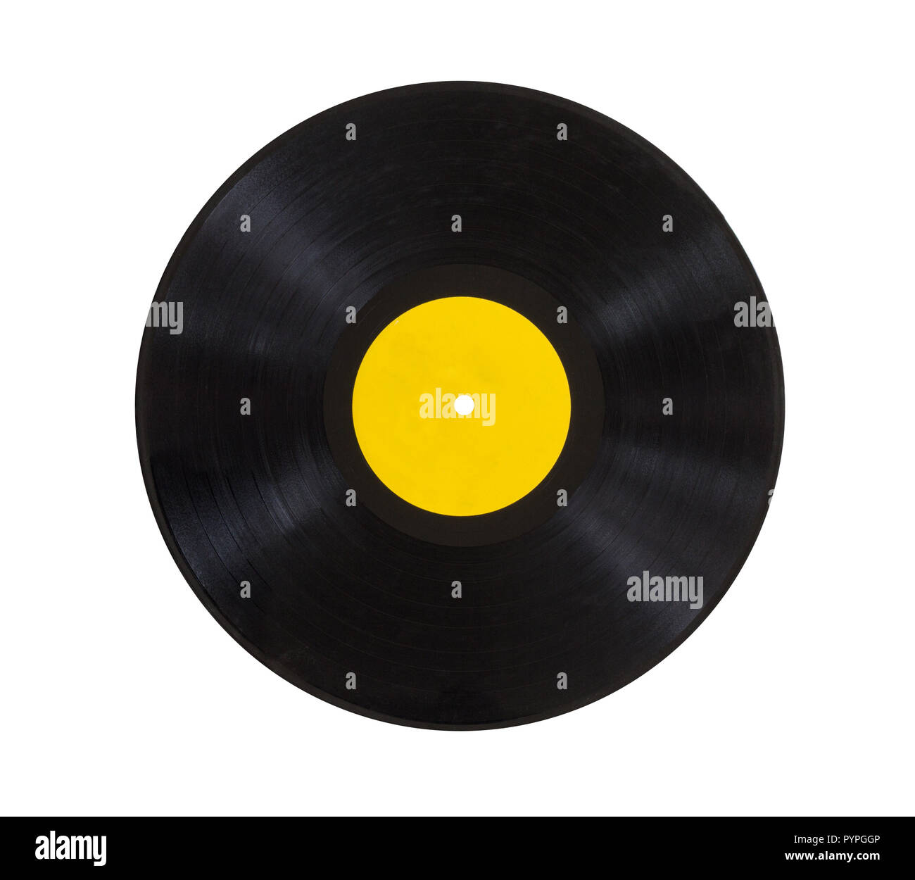 Picture of old record with yellow label on white background Stock Photo ...