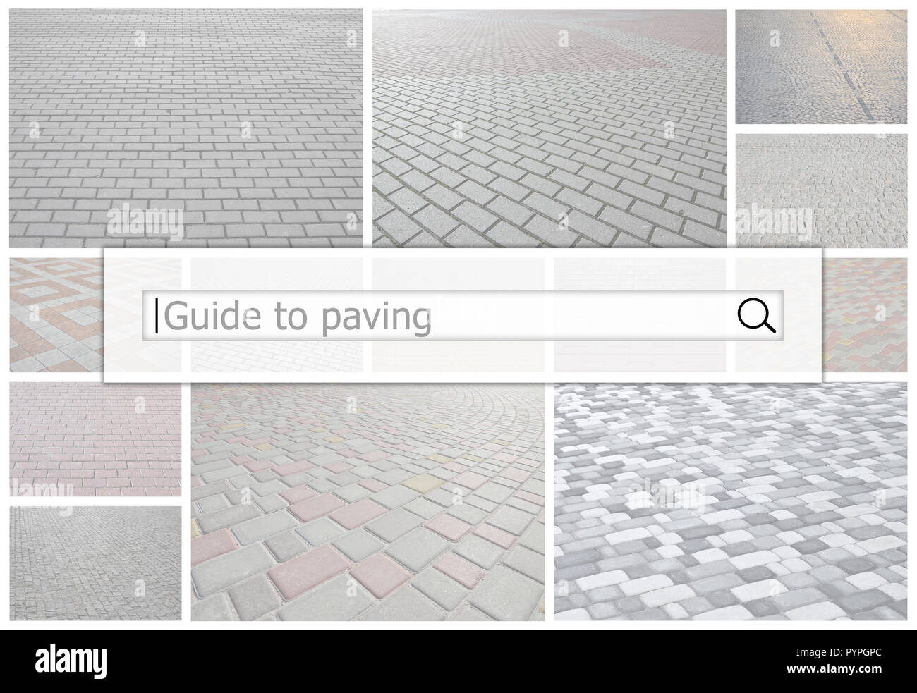 Visualization of the search bar on the background of a collage of many ...