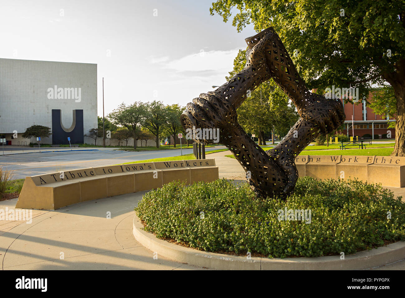 Tribute to Iowa's workers, monument, Des Moines, Iowa, USA Stock Photo ...
