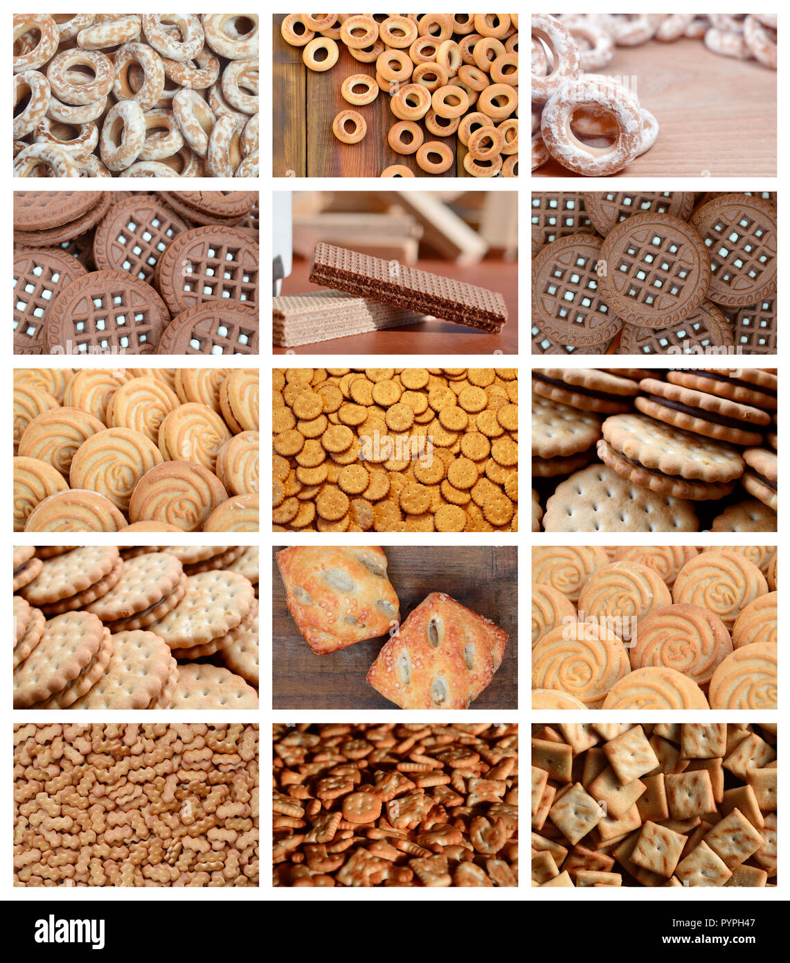 A collage of many pictures with various sweets close-up. A set of ...