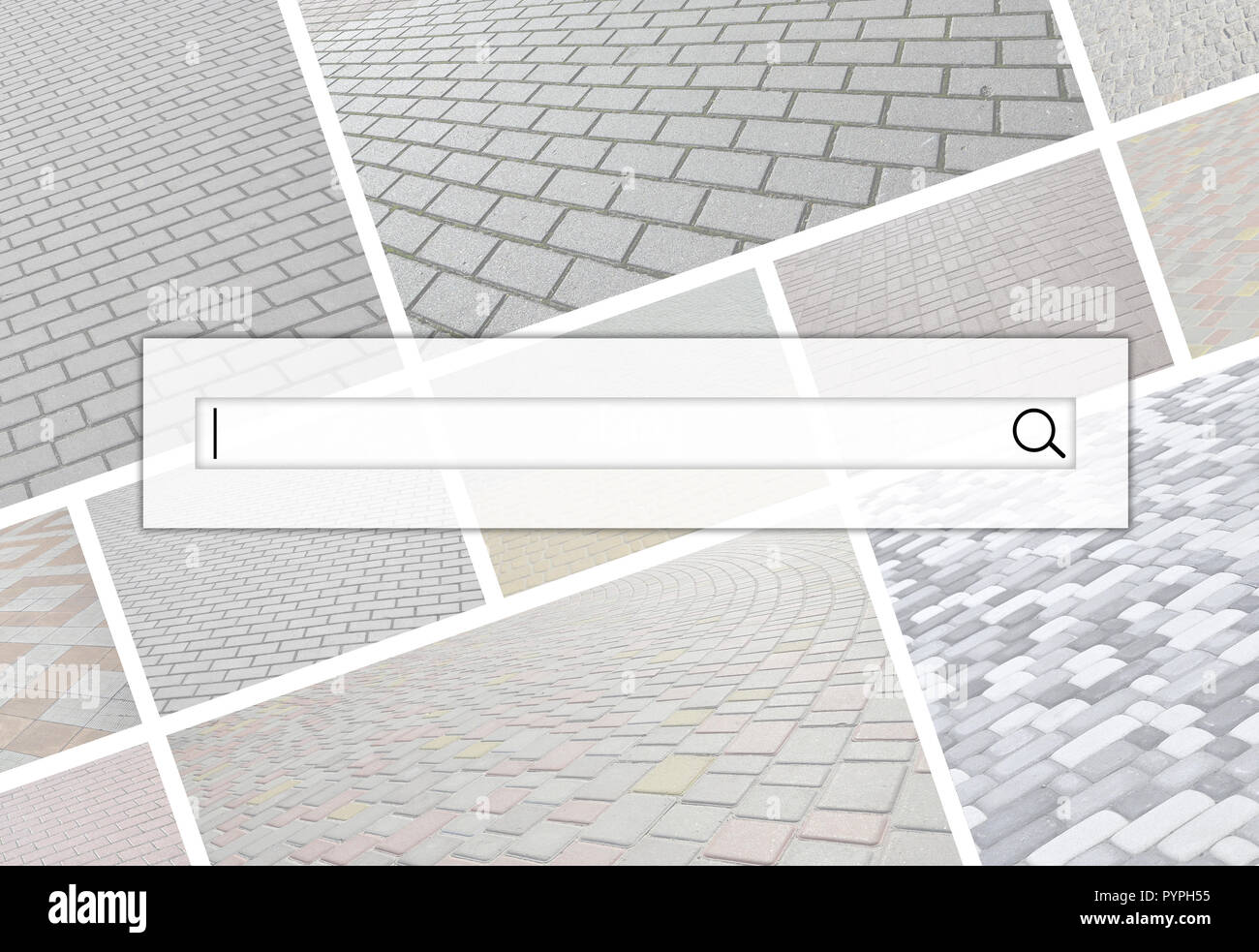 Visualization of the search bar on the background of a collage of many ...