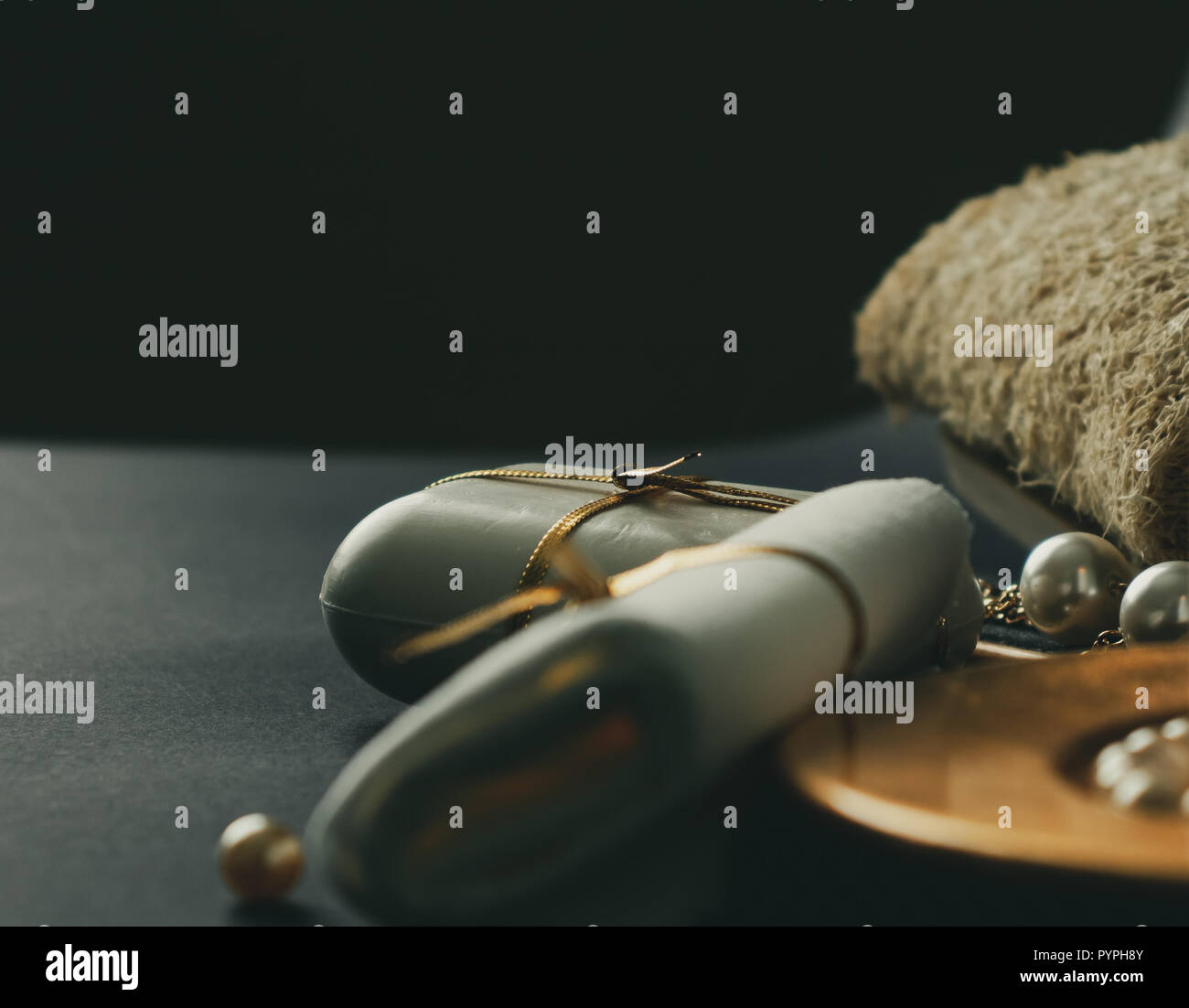 Bathroom wash set in vintage tone Stock Photo - Alamy