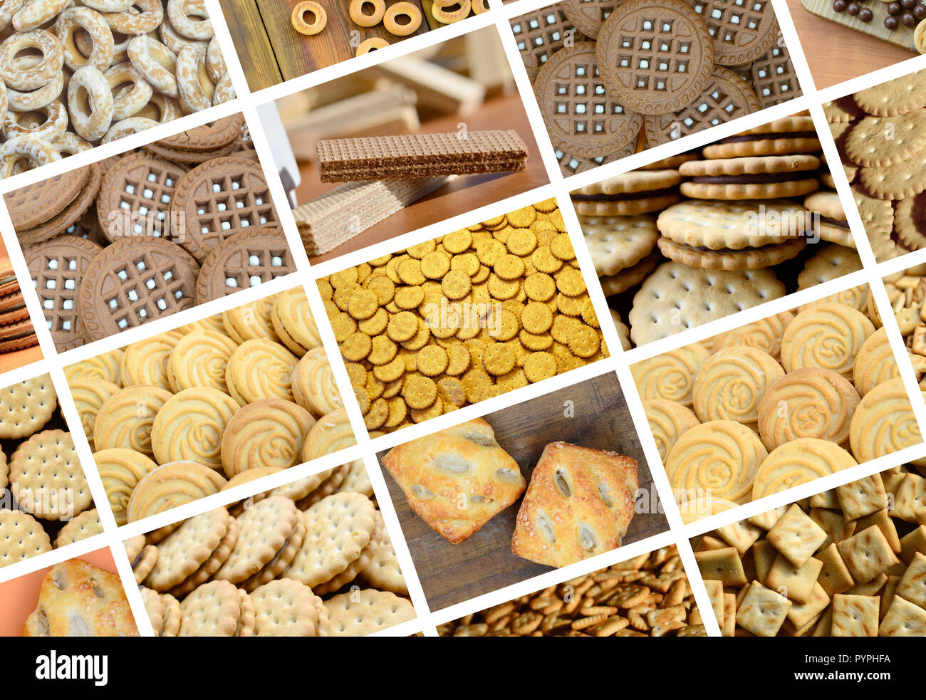A collage of many pictures with various sweets close-up. A set of ...