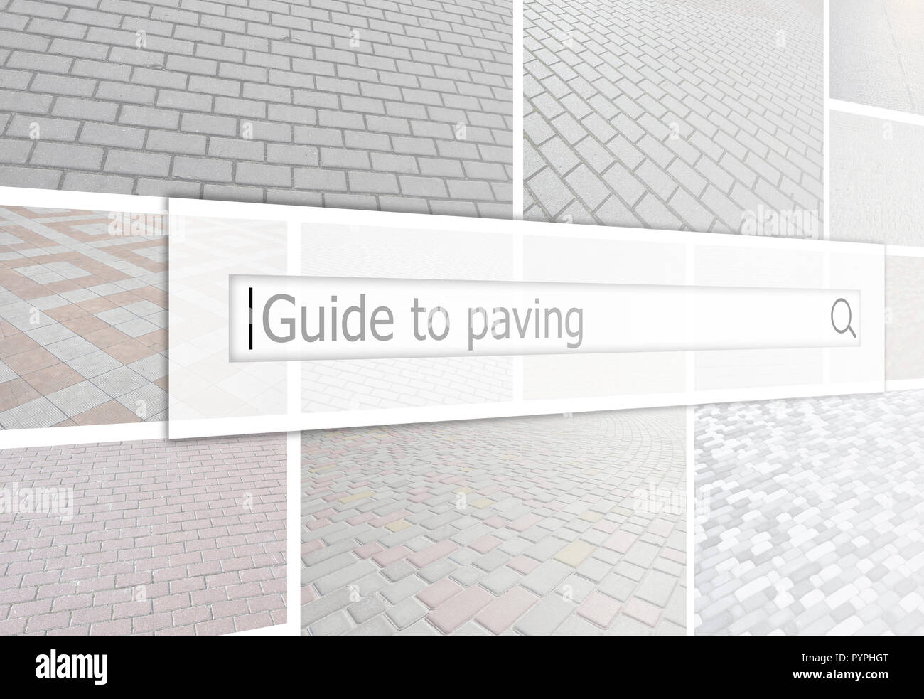 Visualization of the search bar on the background of a collage of many ...