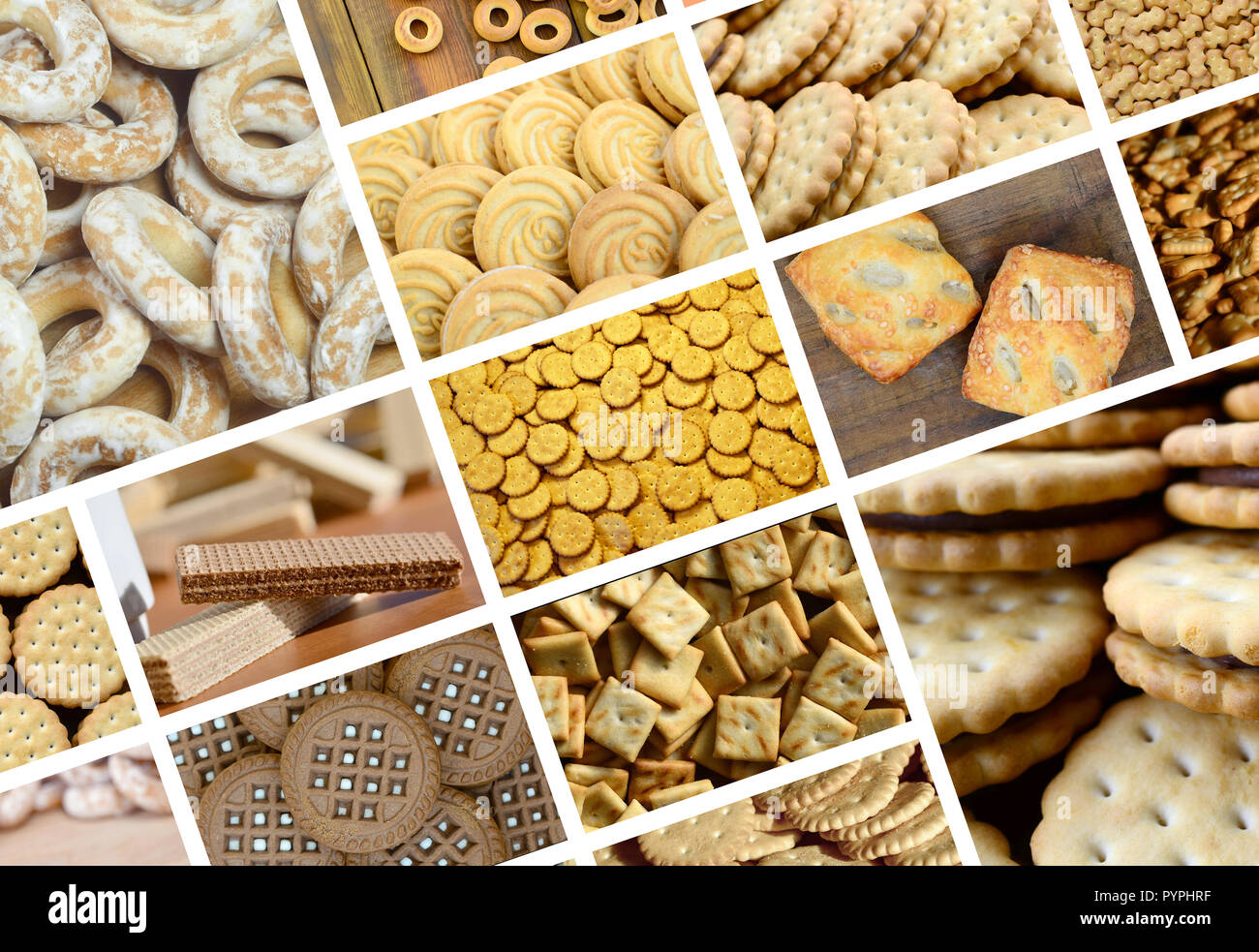 A collage of many pictures with various sweets close-up. A set of ...