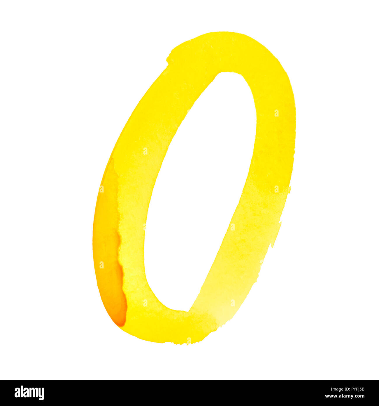 Zero - Hand painted yellow watercolor numbers Stock Photo - Alamy