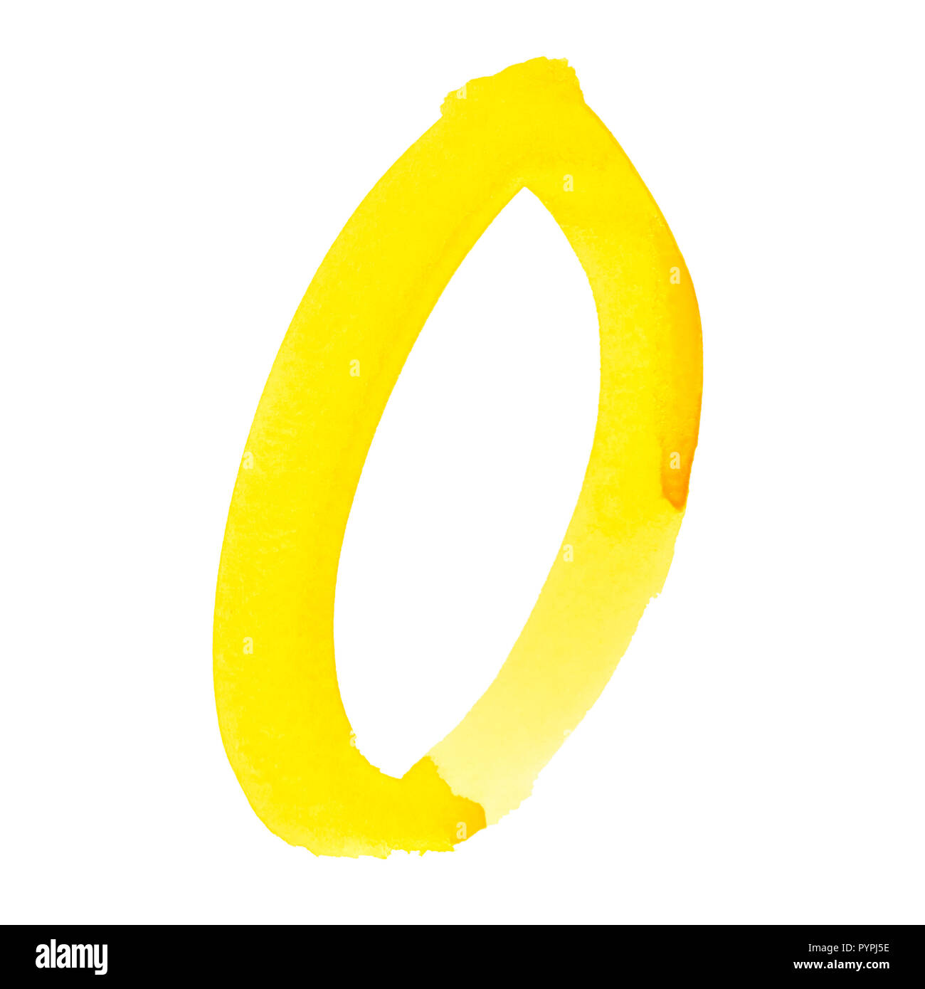 Zero - Hand painted yellow watercolor numbers Stock Photo - Alamy