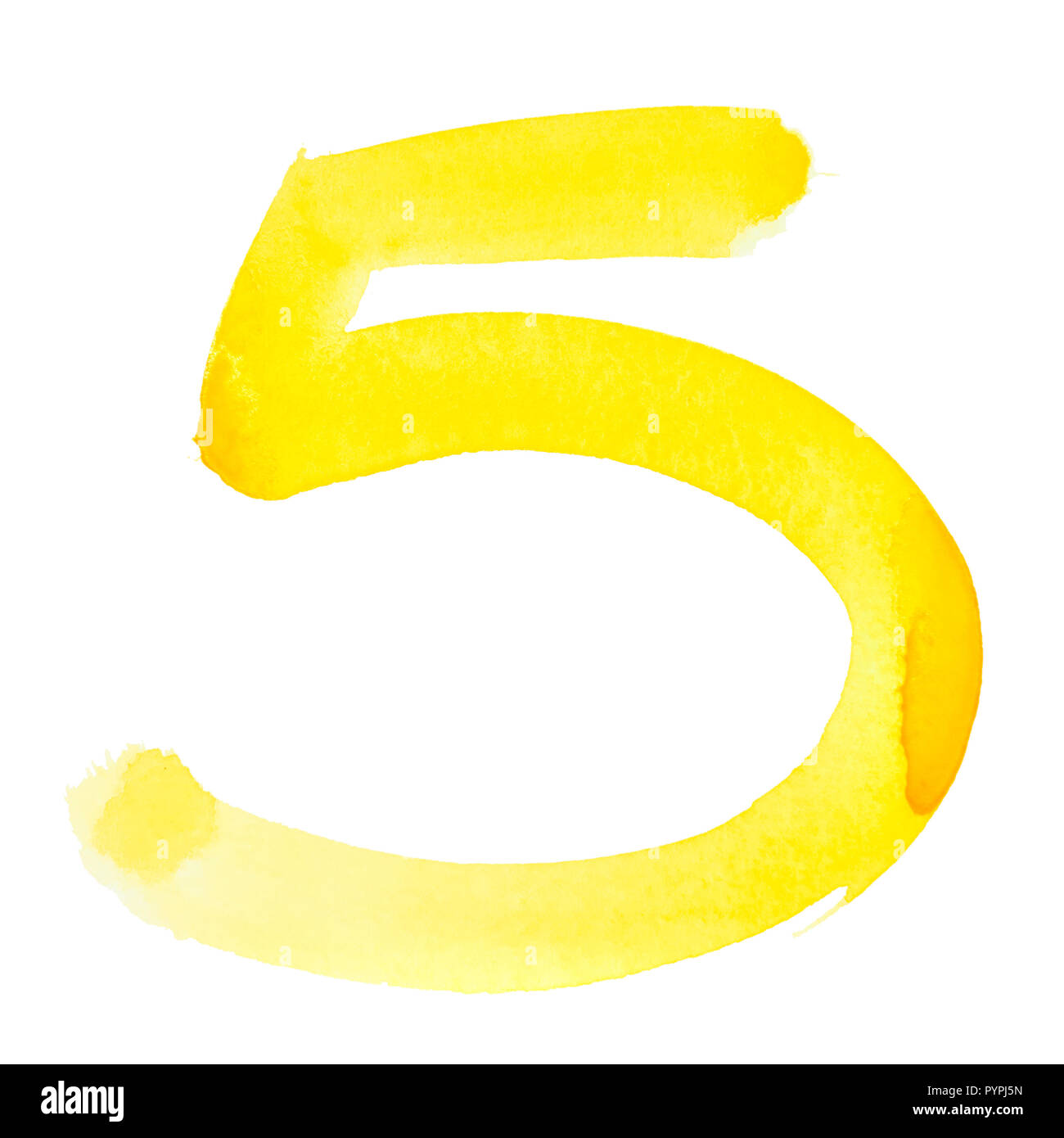 Watercolour number 5 Cut Out Stock Images & Pictures - Alamy