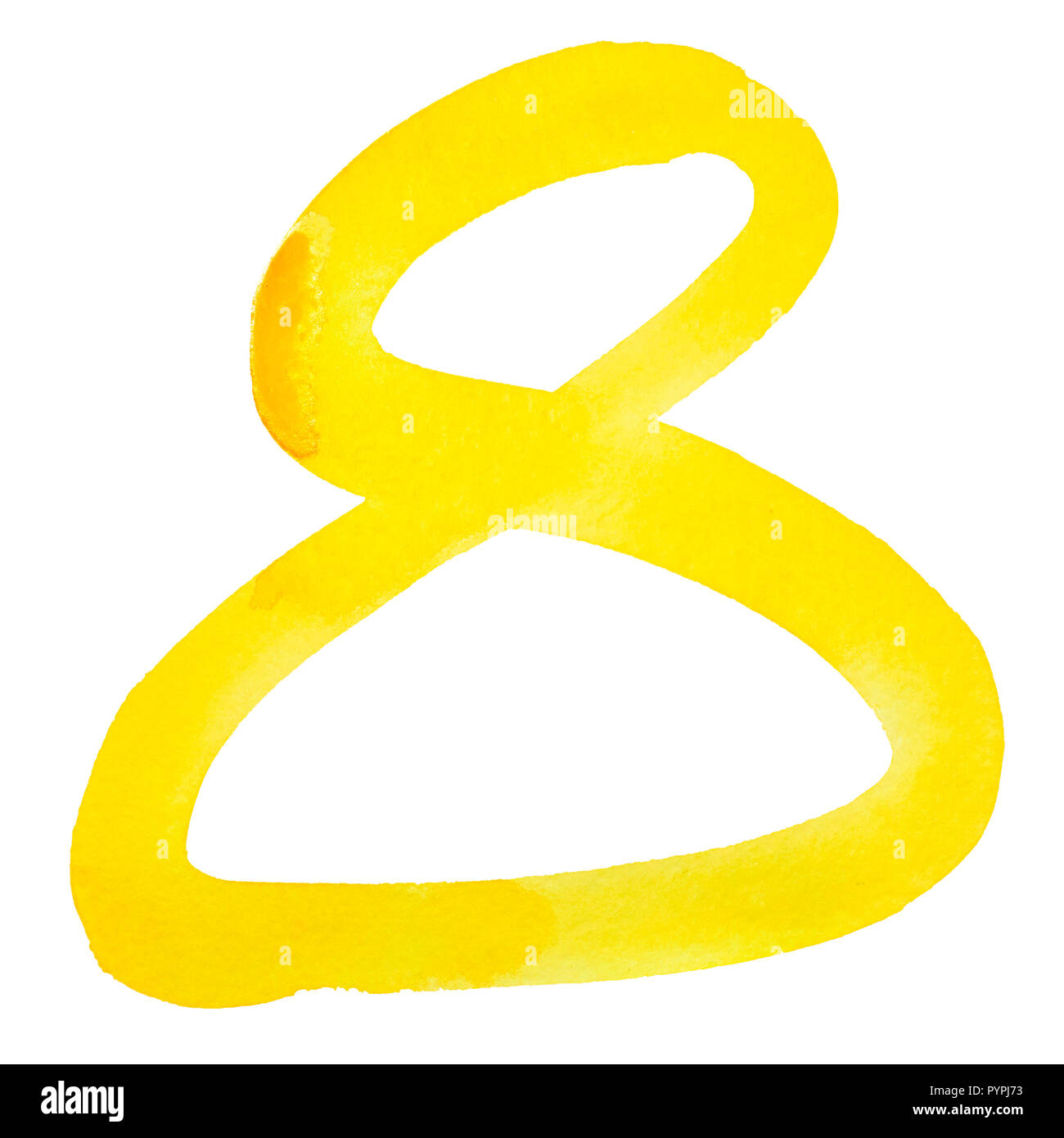 Eight - Hand painted yellow watercolor numbers Stock Photo - Alamy