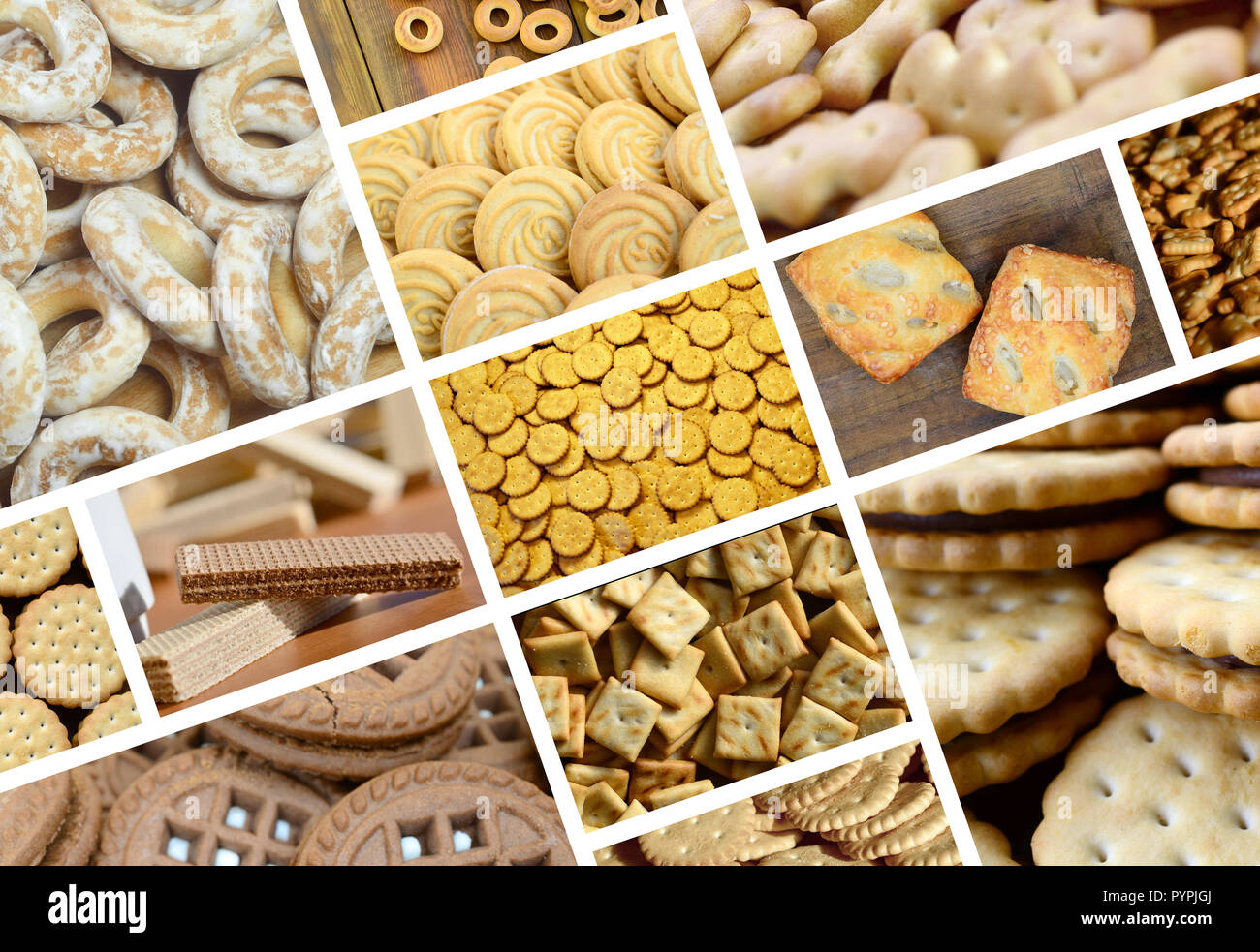 A collage of many pictures with various sweets close-up. A set of ...