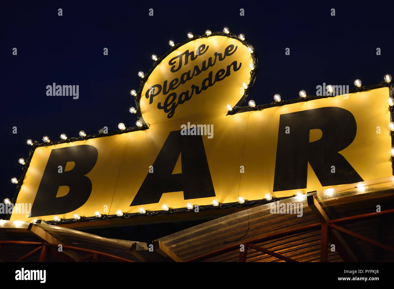 Bar sign with lights Stock Photo - Alamy
