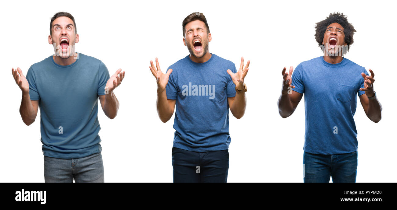 Collage of group of hispanic and african american men over isolated ...
