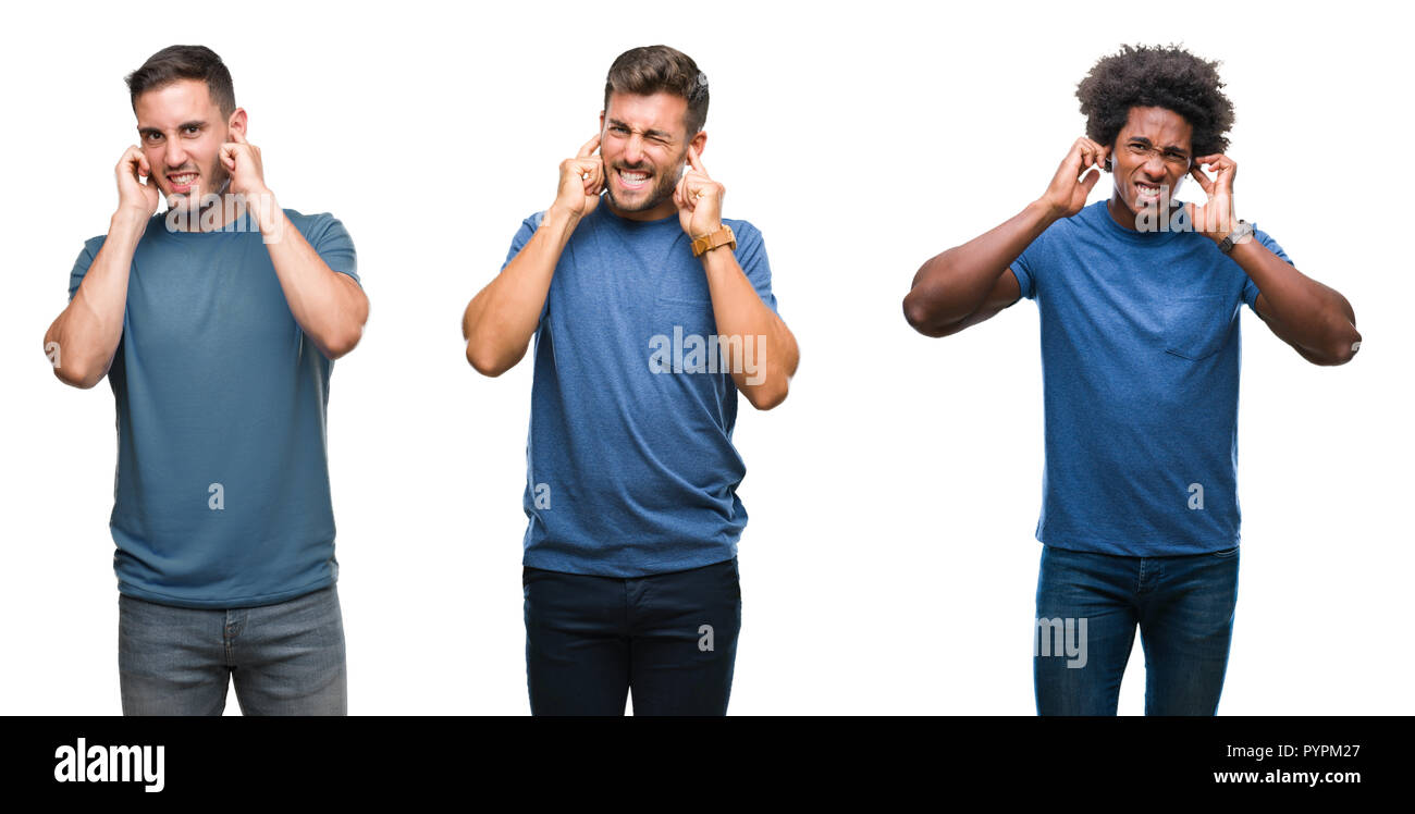 Collage of group of hispanic and african american men over isolated ...