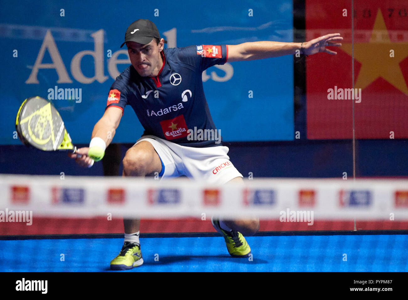 Professional paddle player Juan Mieres seen during the World Padel Tour ...